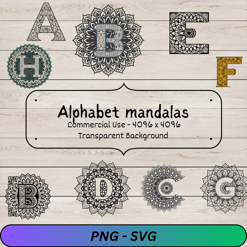 Alphabet Mandala Vector Designs: Letters and Numbers SVG PNG Bundle ...