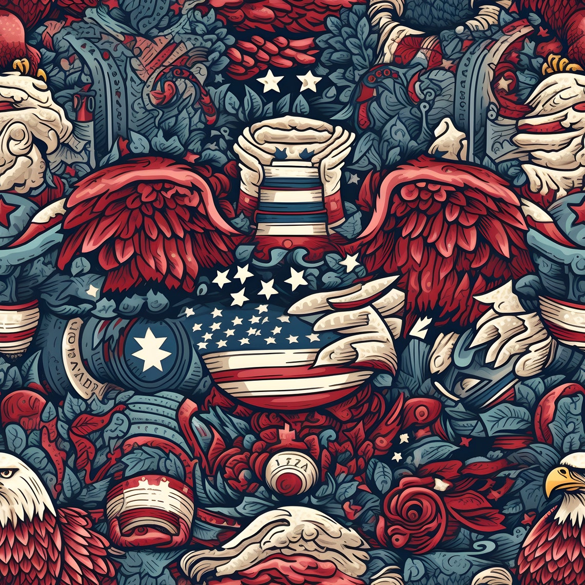 USA Digital Paper, Seamless Pattern, America Prints, USA, 4th of July ...