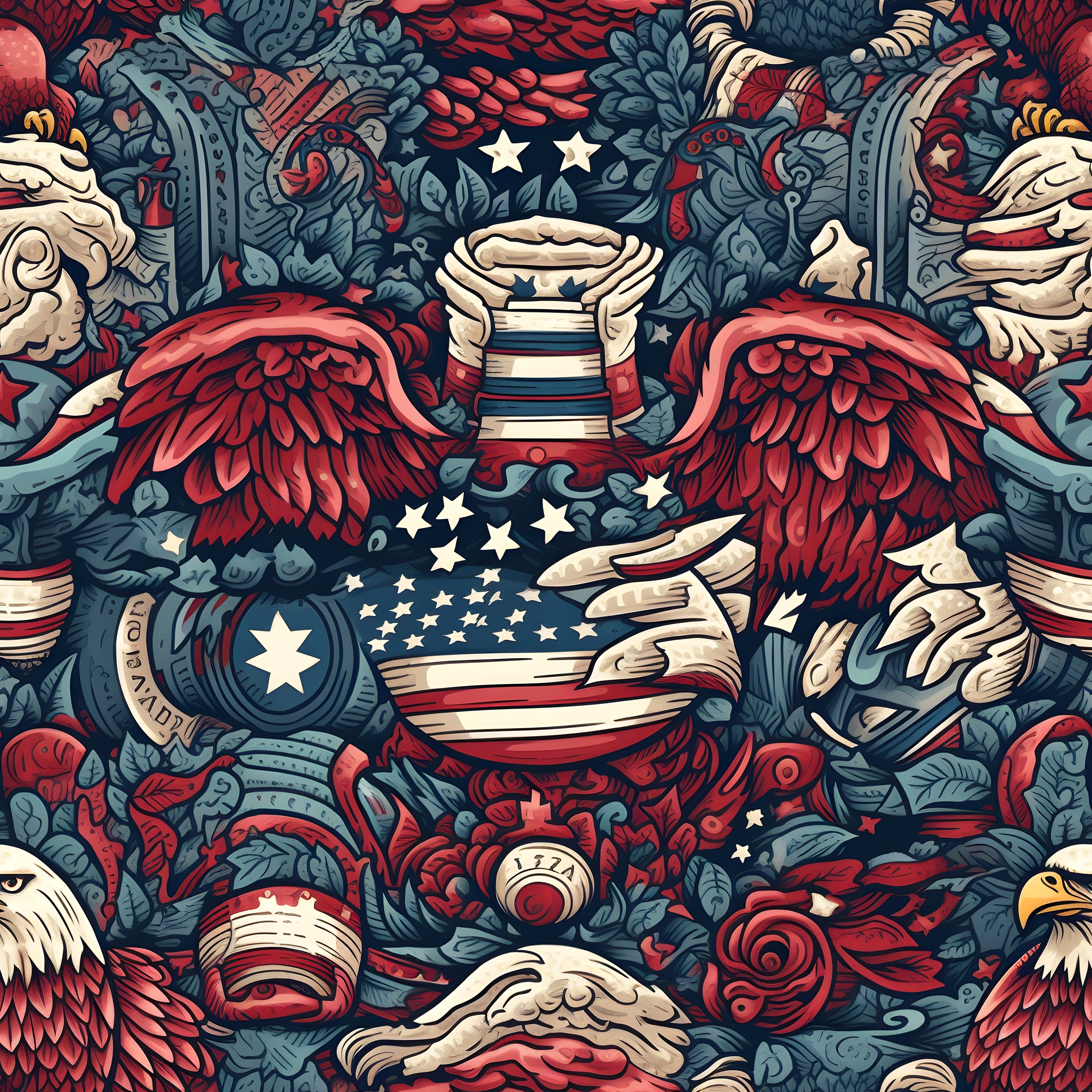 USA Digital Paper, Seamless Pattern, America Prints, USA, 4th of July ...