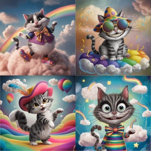 Rainbow Cat Clip Art Bundle: 360 Whimsical Pngs (digital Download) - Etsy