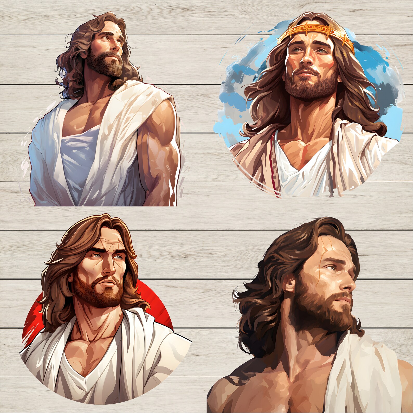 Muscular Jesus Clipart Bundle: 200 Gym Christ SVG & PNG Files (digital ...