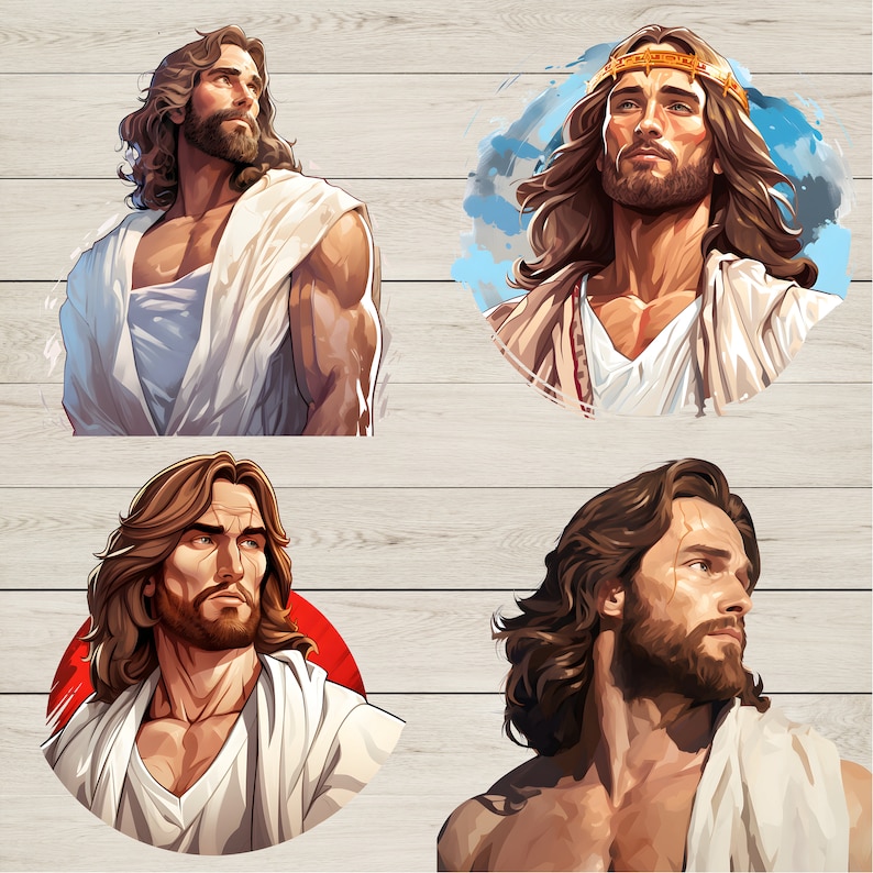 Muscular Jesus Clipart Bundle: 200 Gym Christ SVG & PNG Files (digital ...