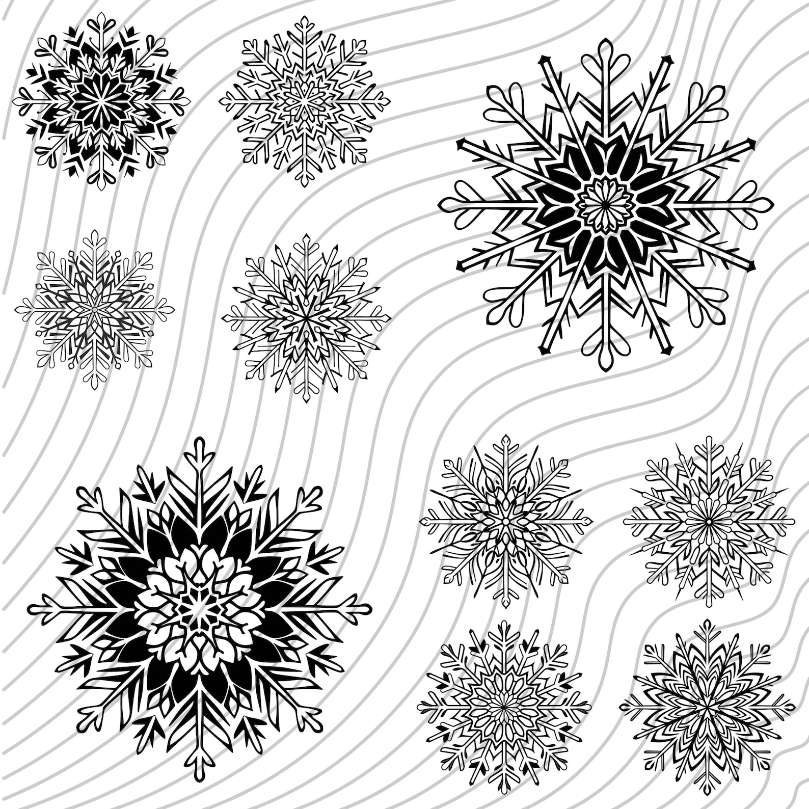 Snowflake Mandala SVG PNG Bundle: Winter Decor Cut Files (instant ...