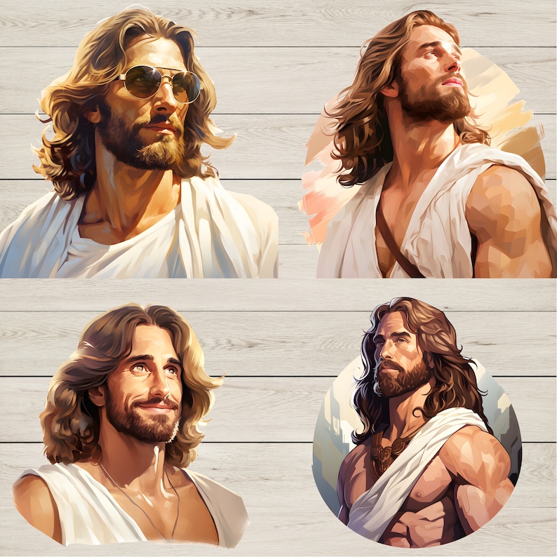 Muscular Jesus Clipart Bundle: 200 Gym Christ SVG & PNG Files (digital ...