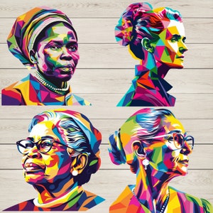 Inspirational Women Clipart Bundle: Abstract Portraits (PNG & SVG) - Etsy