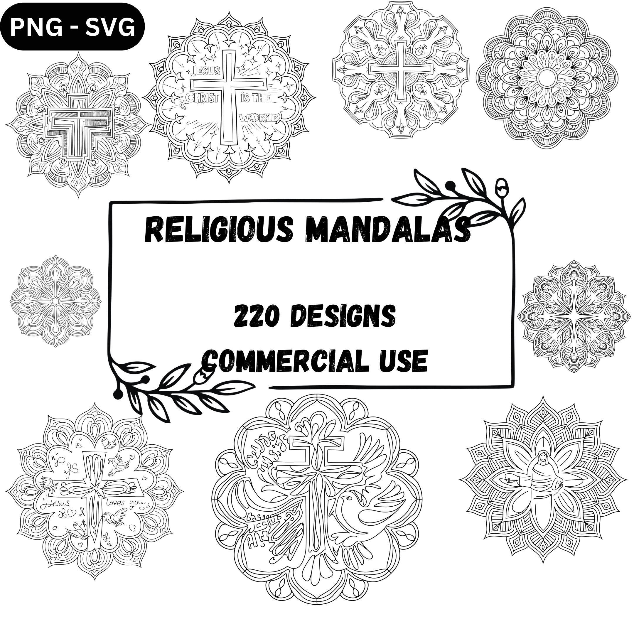 Religious Mandala SVG PNG Bundle: Christian & Spiritual Cut Files - Etsy