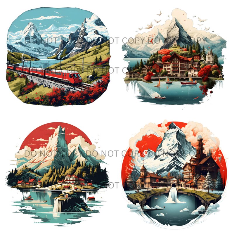Swiss Charm Clipart Bundle 37 Switzerland Inspired Designs Swiss Alps ...