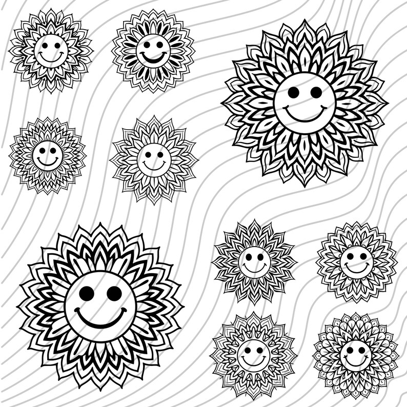 100 Smile Mandala SVG & PNG Bundle | Fun Mandala Designs for Cricut ...