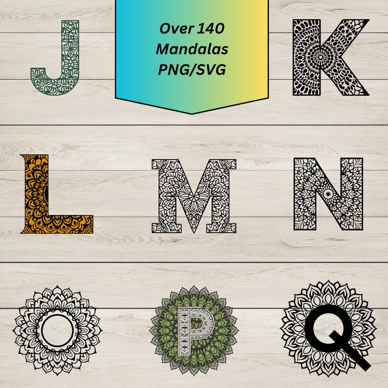 Alphabet Mandala Vector Designs: Letters and Numbers SVG PNG Bundle ...