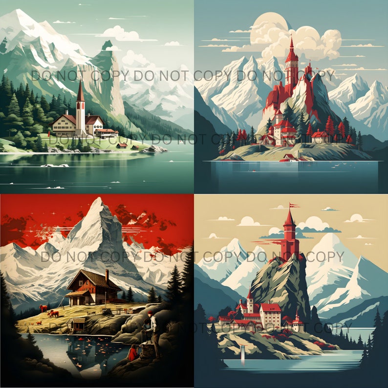 Swiss Charm Clipart Bundle 37 Switzerland Inspired Designs Swiss Alps ...
