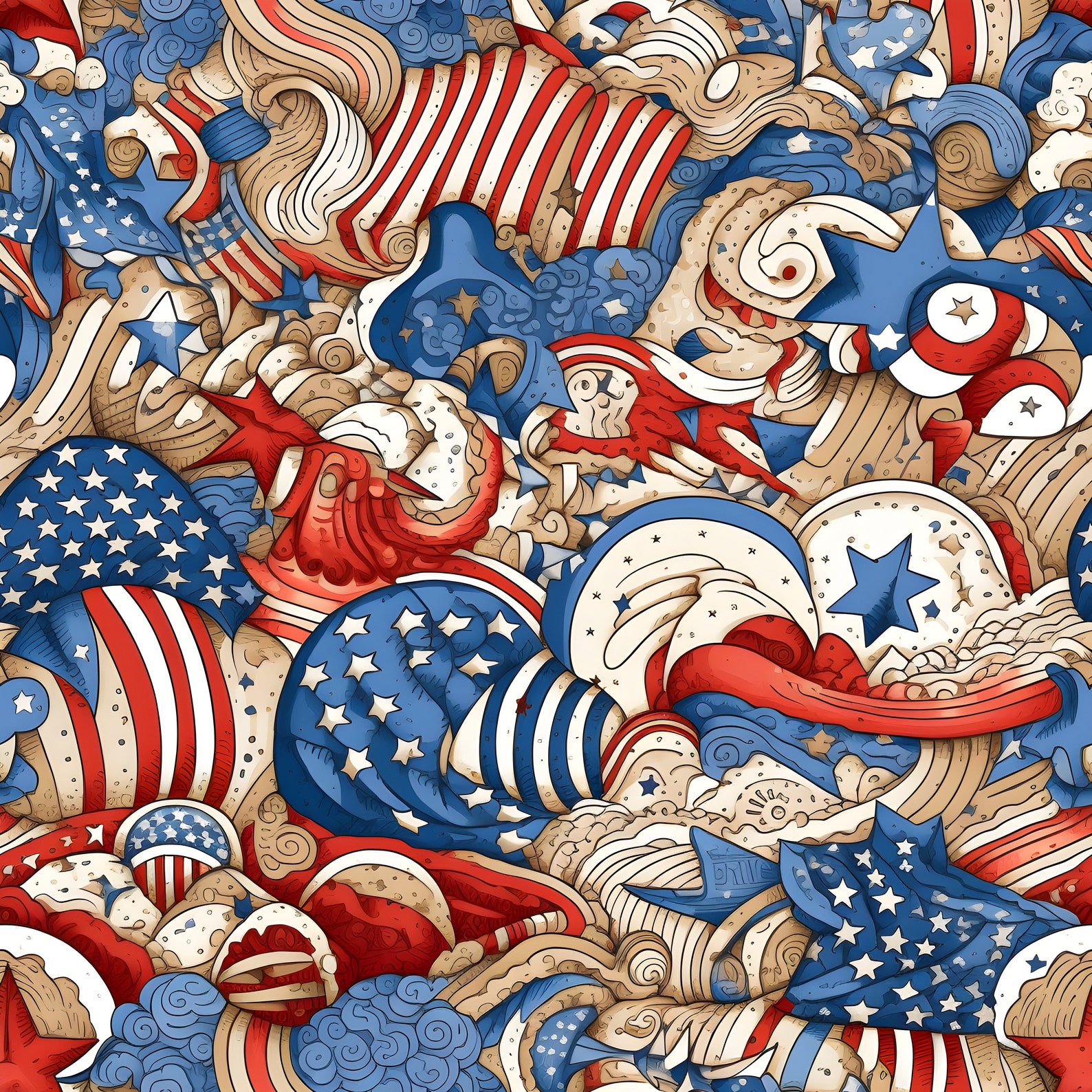 USA Digital Paper, Seamless Pattern, America Prints, USA, 4th of July ...