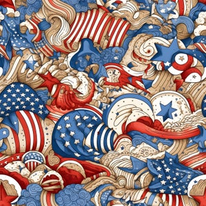 USA Digital Paper, Seamless Pattern, America Prints, USA, 4th of July ...