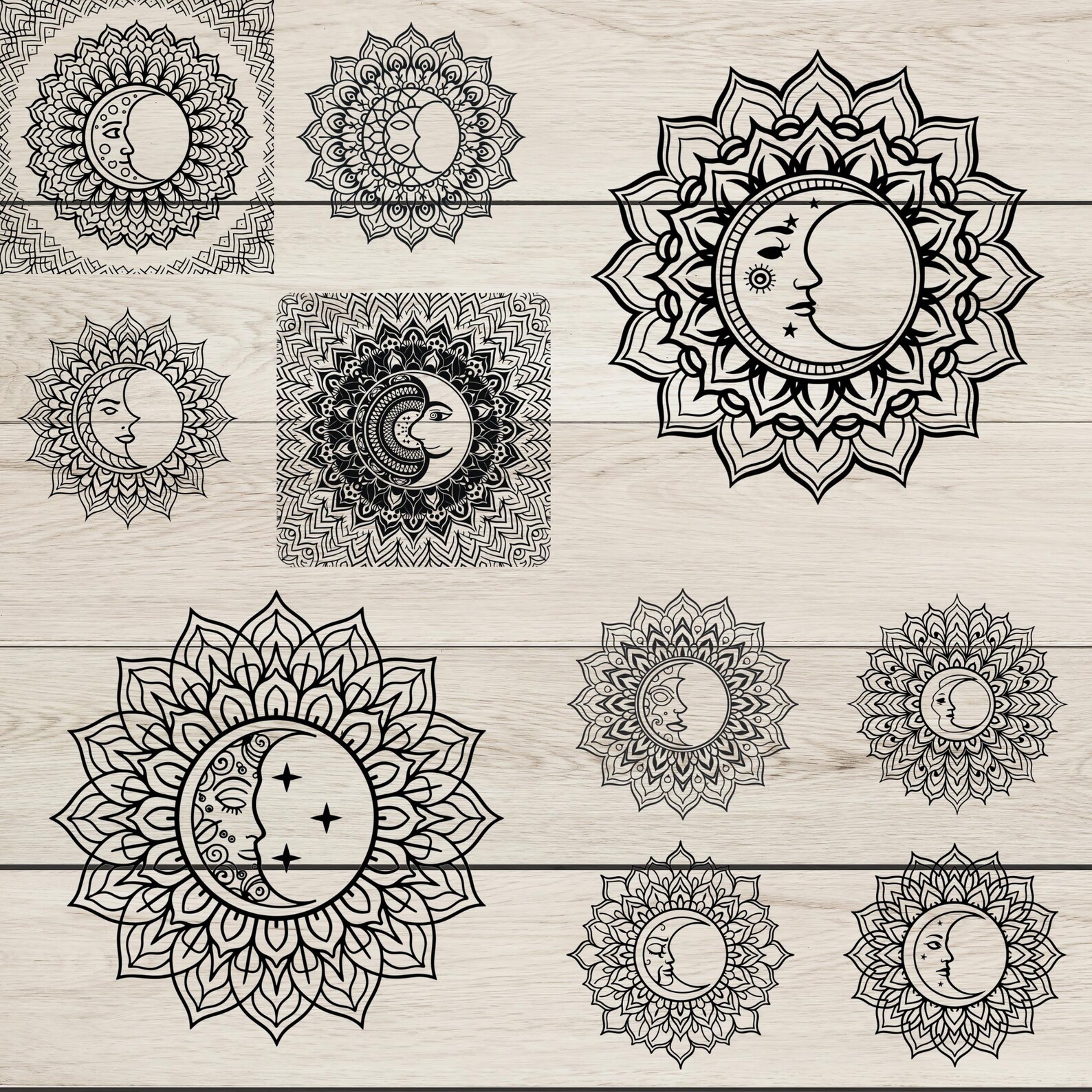 160 Moon Mandalas: Boho SVG PNG Cut Files (digital Download) - Etsy