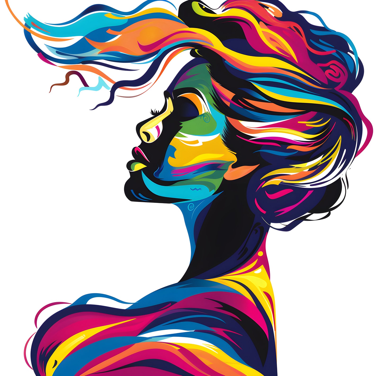 Abstract Woman Portrait Colorful Print Woman Face Printable Wall Art ...