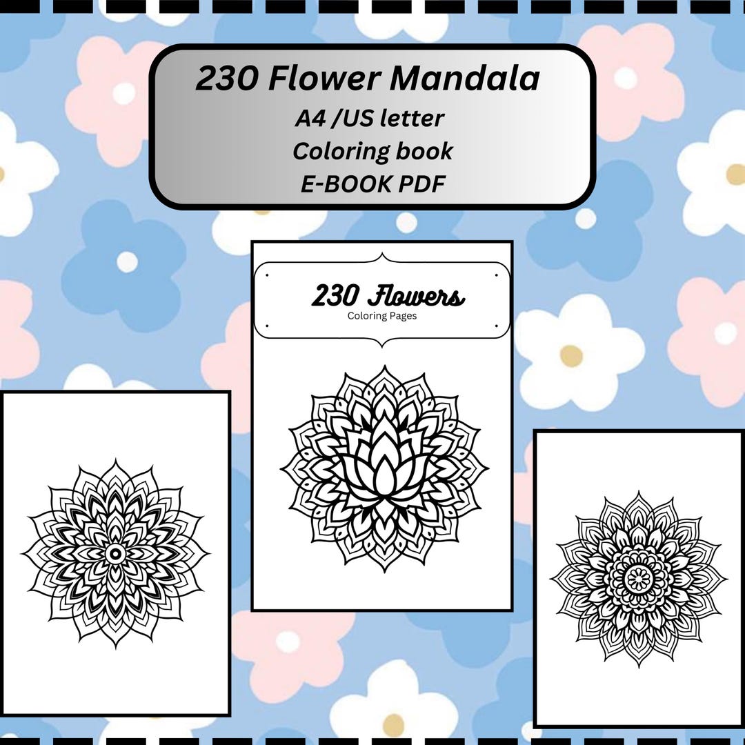 230 Floral Mandala Coloring Pages: Stress Relief (A4/US Letter PDF) - Etsy