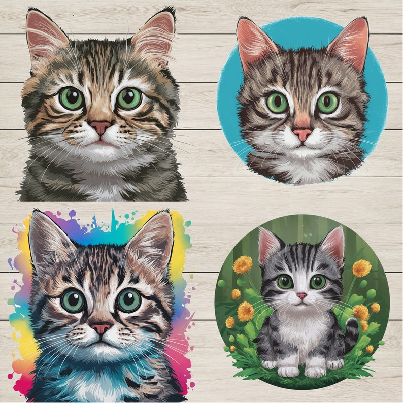Cute Cat Clipart Bundle, 360 Adorable Kitties PNG Perfect for Card ...