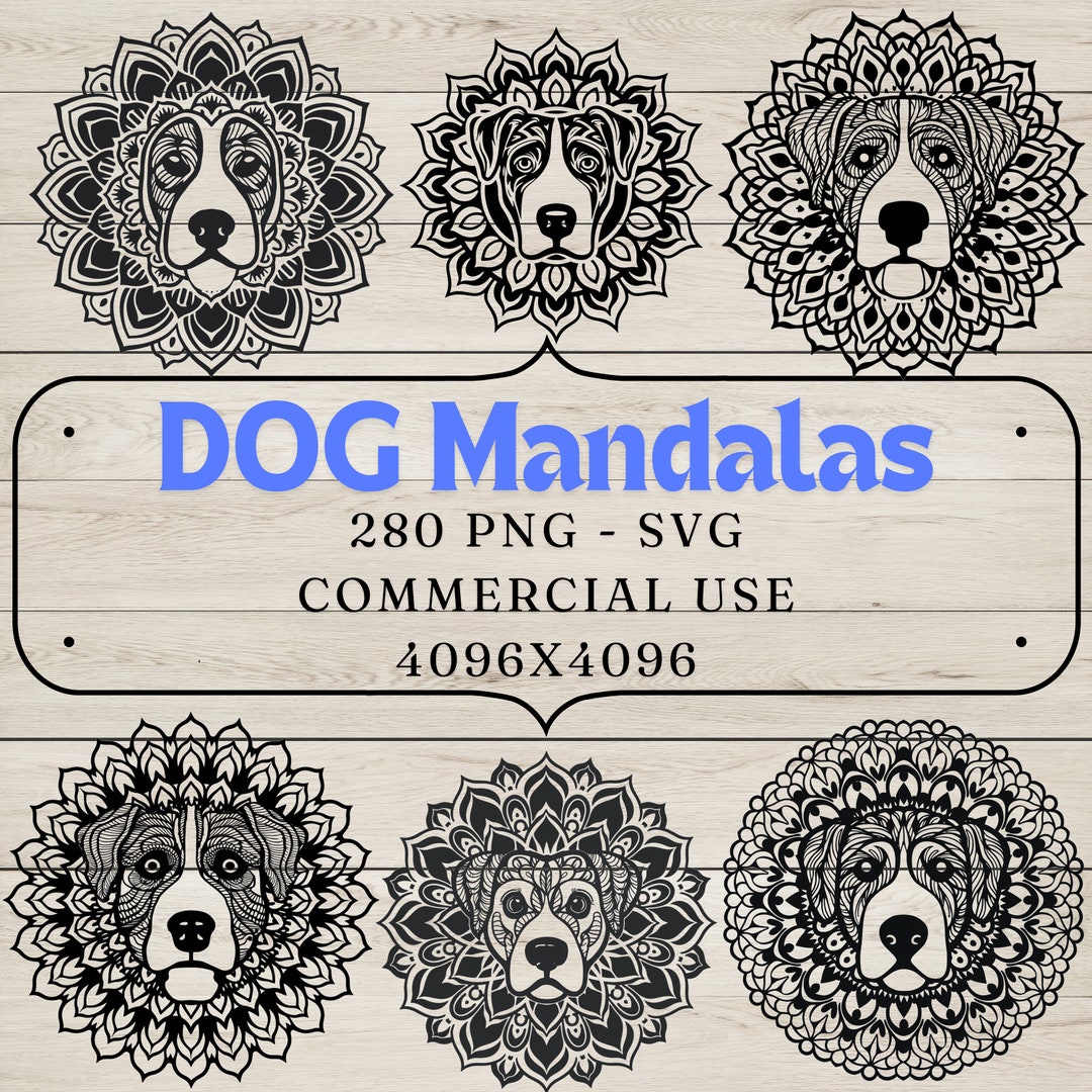 280 Dog Mandalas SVG PNG, High-quality Transparent Background, Clip Art ...