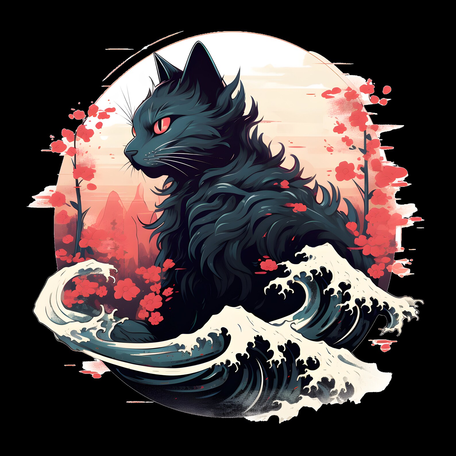 Artistic Japanese Cat Clipart Set, Manga Inspired Feline Designs for ...