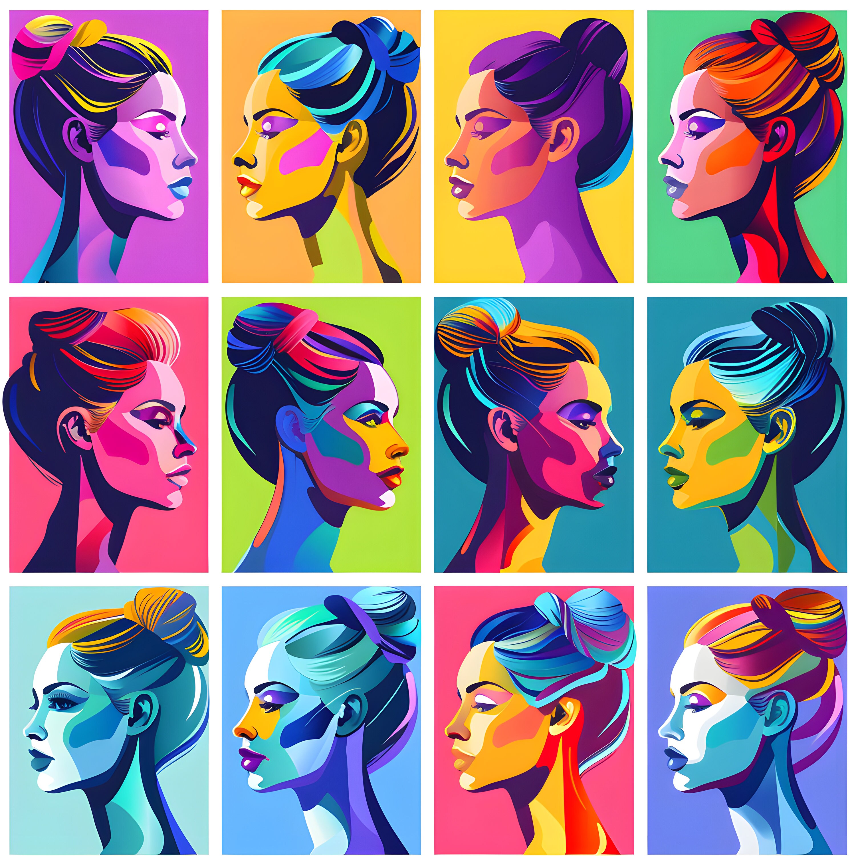 Abstract Beautiful Women Clipart Female Painting Woman Portraits Face ...