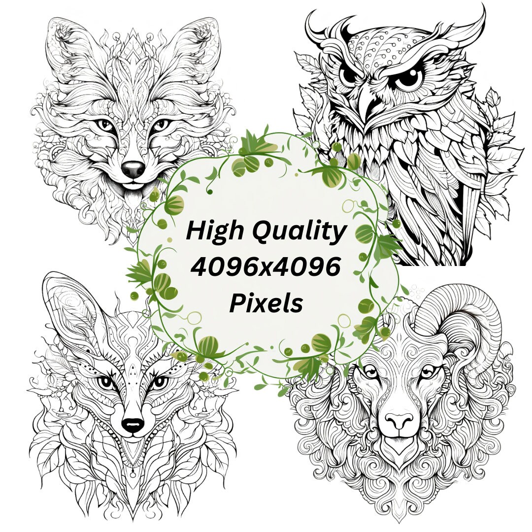 Animals Coloring SVG PNG Animal Outline Digital Stamp Clipart Birthday ...