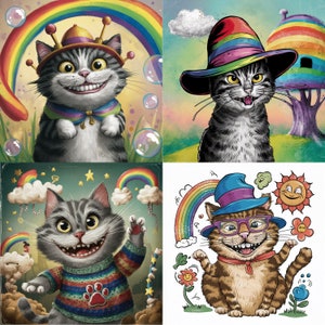 Rainbow Cat Clip Art Bundle: 360 Whimsical Pngs (digital Download) - Etsy