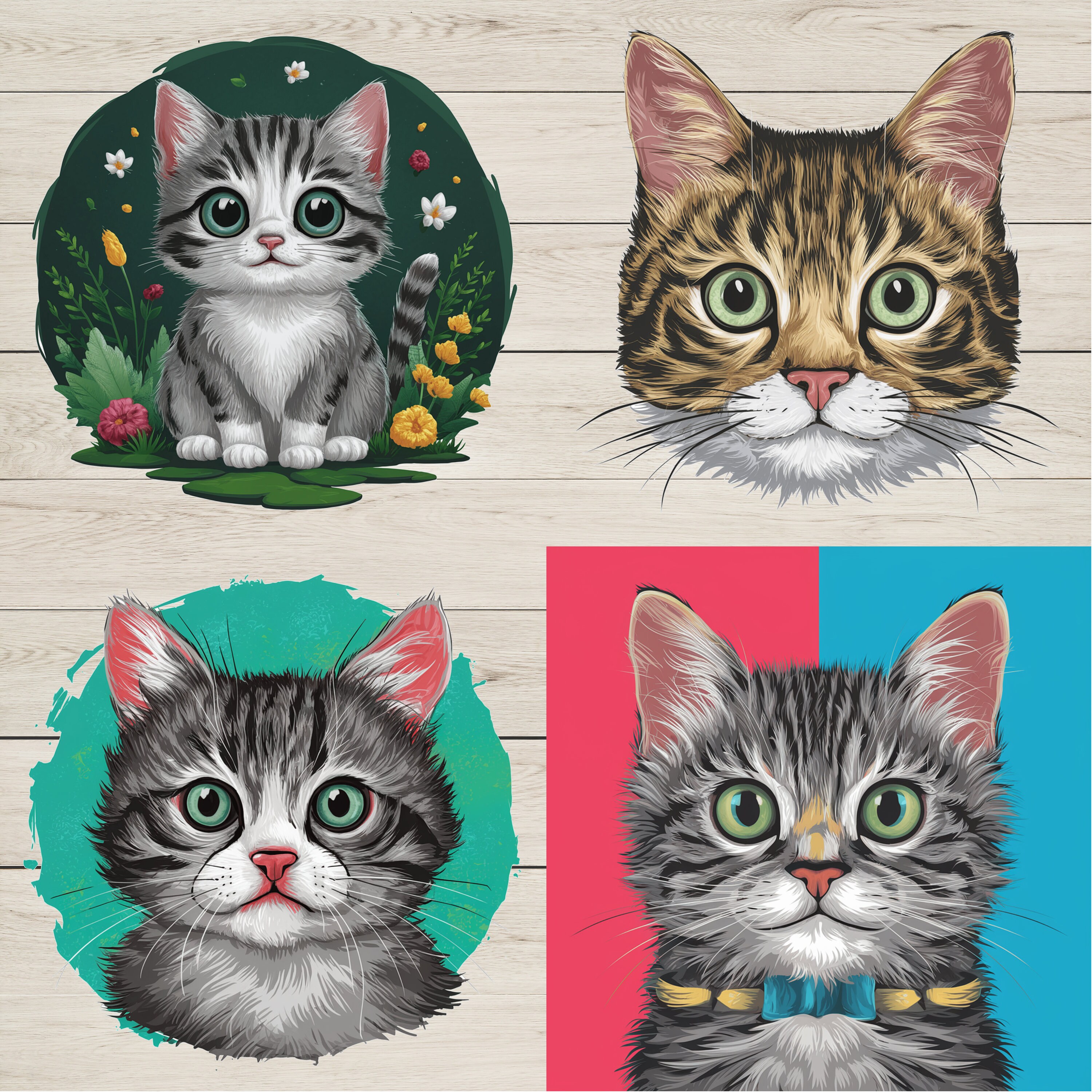 Cute Cat Clipart Bundle, 360 Adorable Kitties PNG Perfect for Card ...