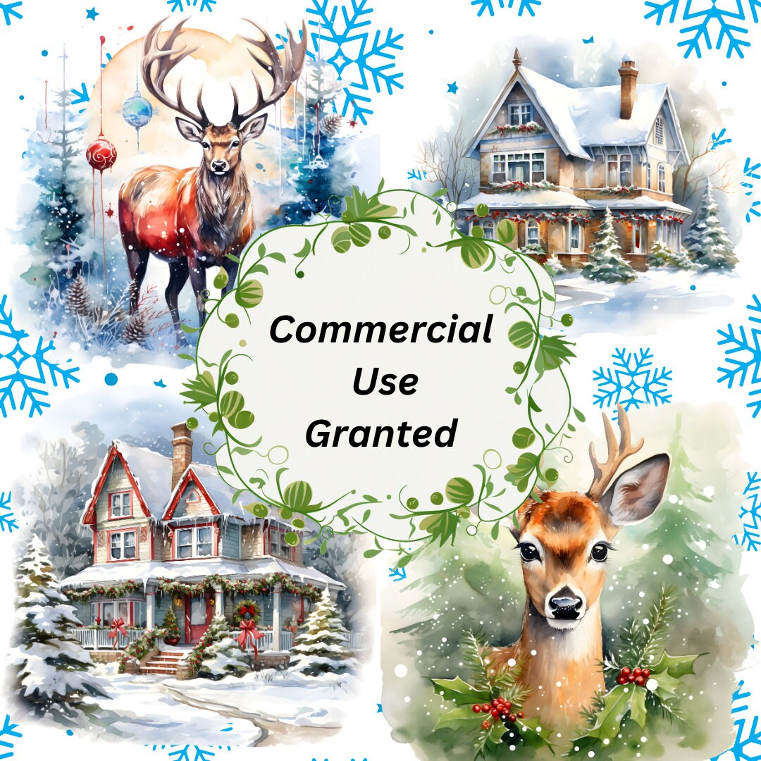 109 Winter Watercolor Clipart Bundle, Christmas Illustration, Snow Svg ...