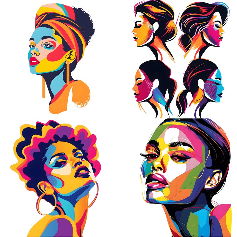 Abstract Woman Portrait Colorful Print Woman Face Printable Wall Art ...