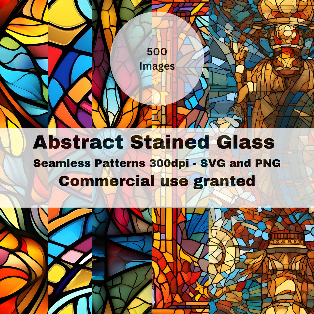 Stained Glass Clipart Bundle, 500+ Seamless High-res Patterns, Digital ...