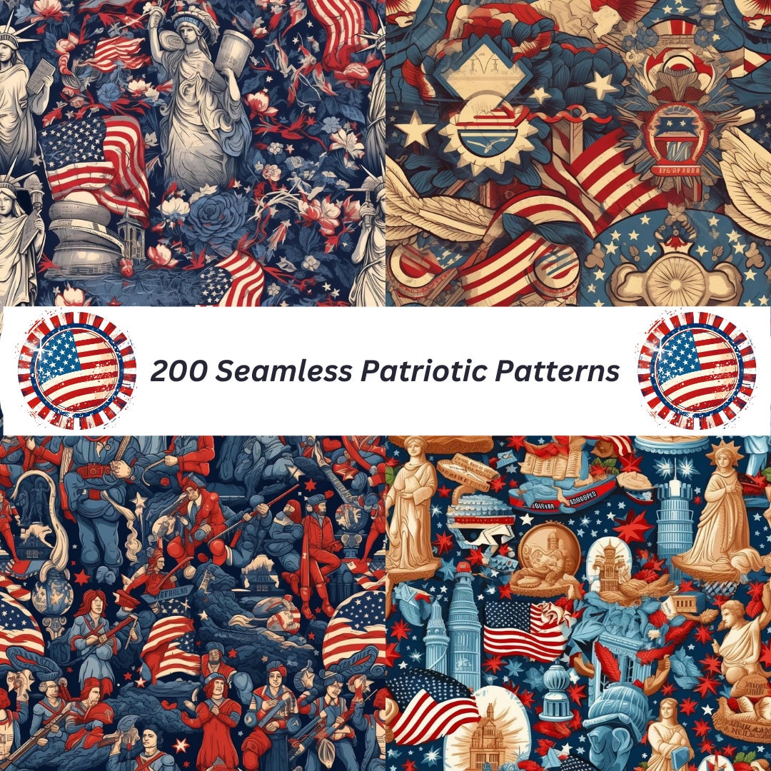 USA Digital Paper, Seamless Pattern, America Prints, USA, 4th of July ...