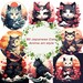 Artistic Japanese Cat Clipart Set, Manga Inspired Feline Designs for ...