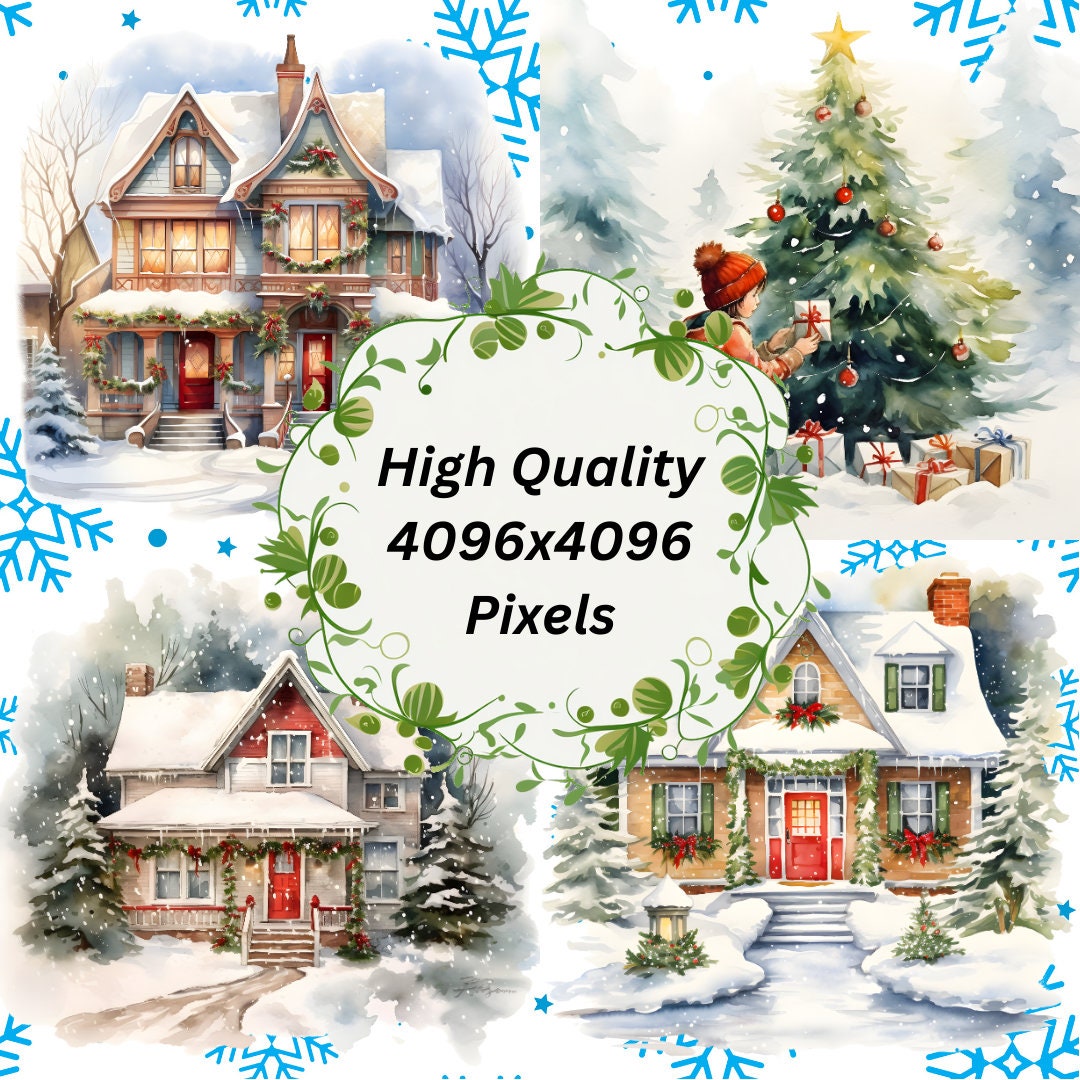 109 Winter Watercolor Clipart Bundle, Christmas Illustration, Snow Svg ...
