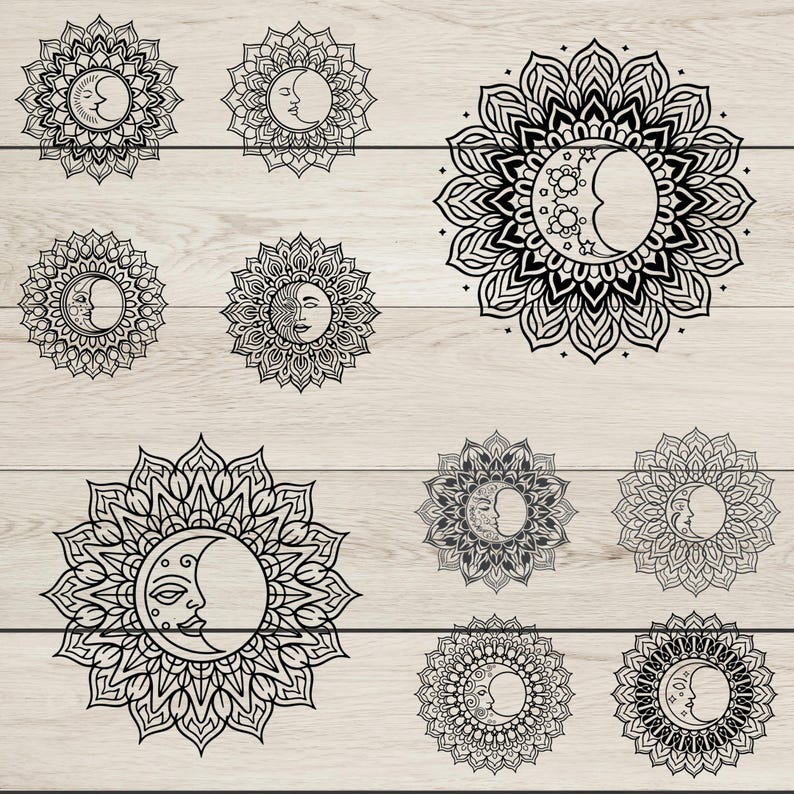 160 Moon Mandalas: Boho SVG PNG Cut Files (digital Download) - Etsy