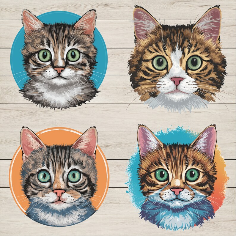 Cute Cat Clipart Bundle, 360 Kitties PNG, Commercial Use - Etsy