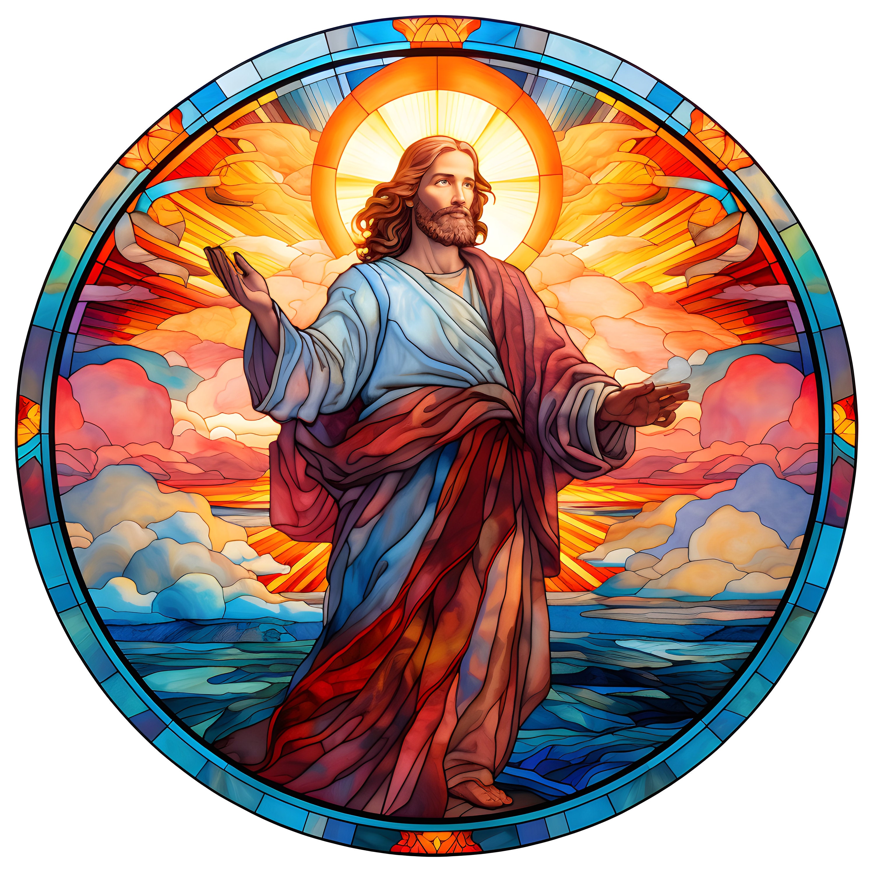 Religious Stained Glass Clipart Bundle: Jesus Art, Christian Wall Art ...