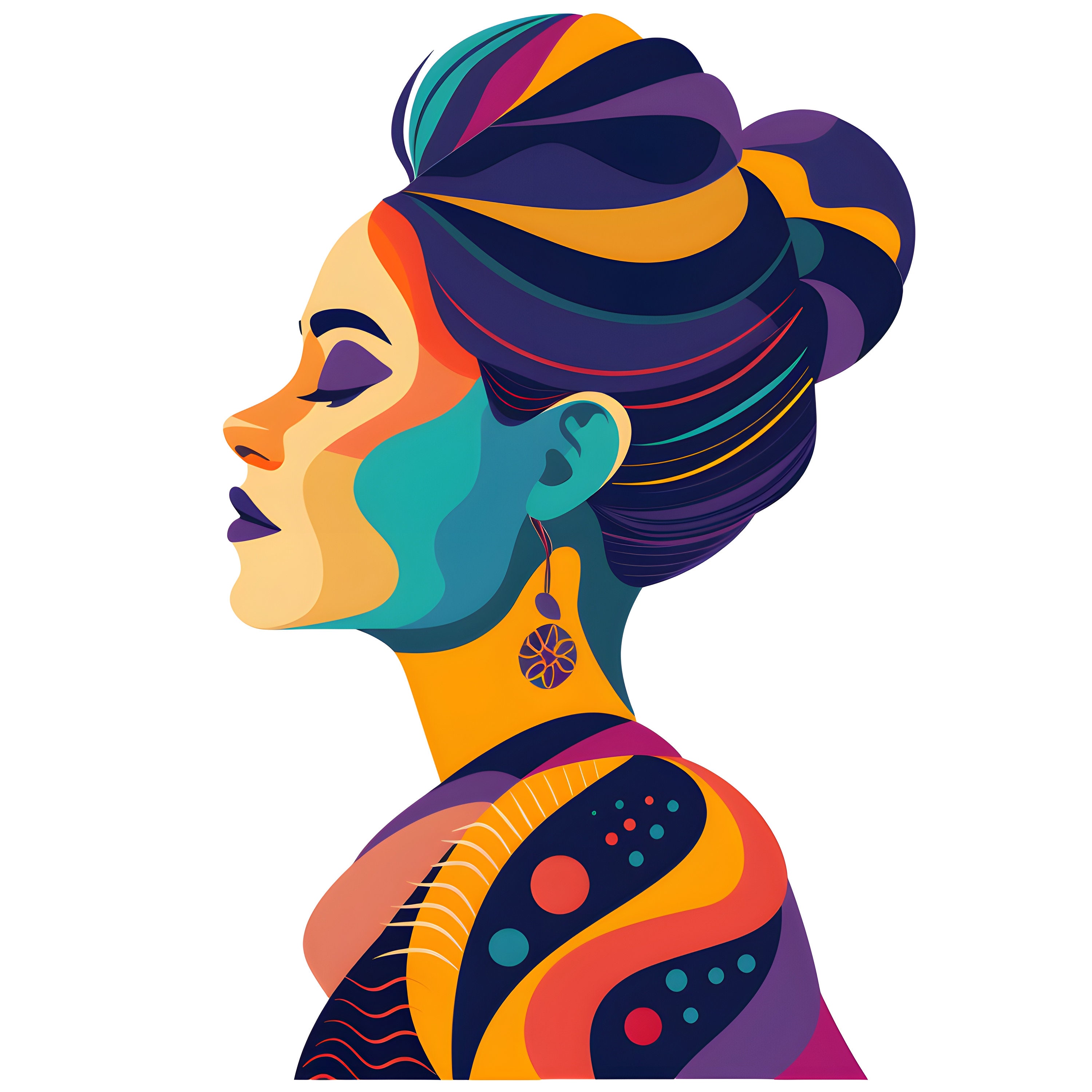 Abstract Woman Portrait Colorful Print Woman Face Printable Wall Art ...