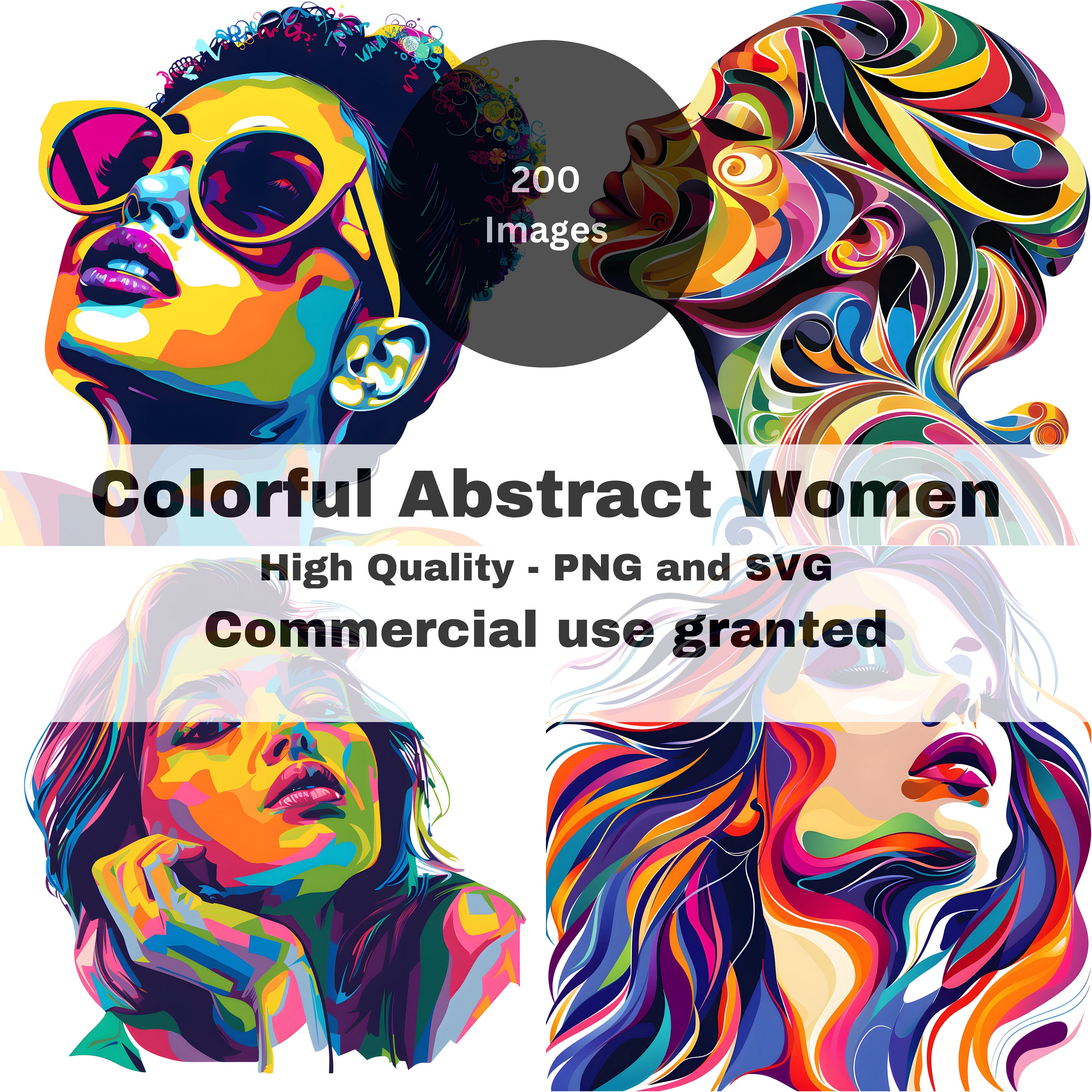 Colorful Abstract Women Mega Clipart Bundle Diverse Representations ...