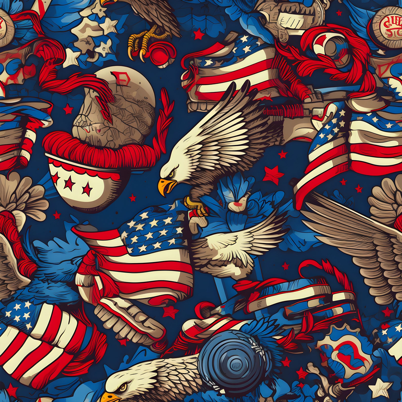 USA Digital Paper, Seamless Pattern, America Prints, USA, 4th of July ...