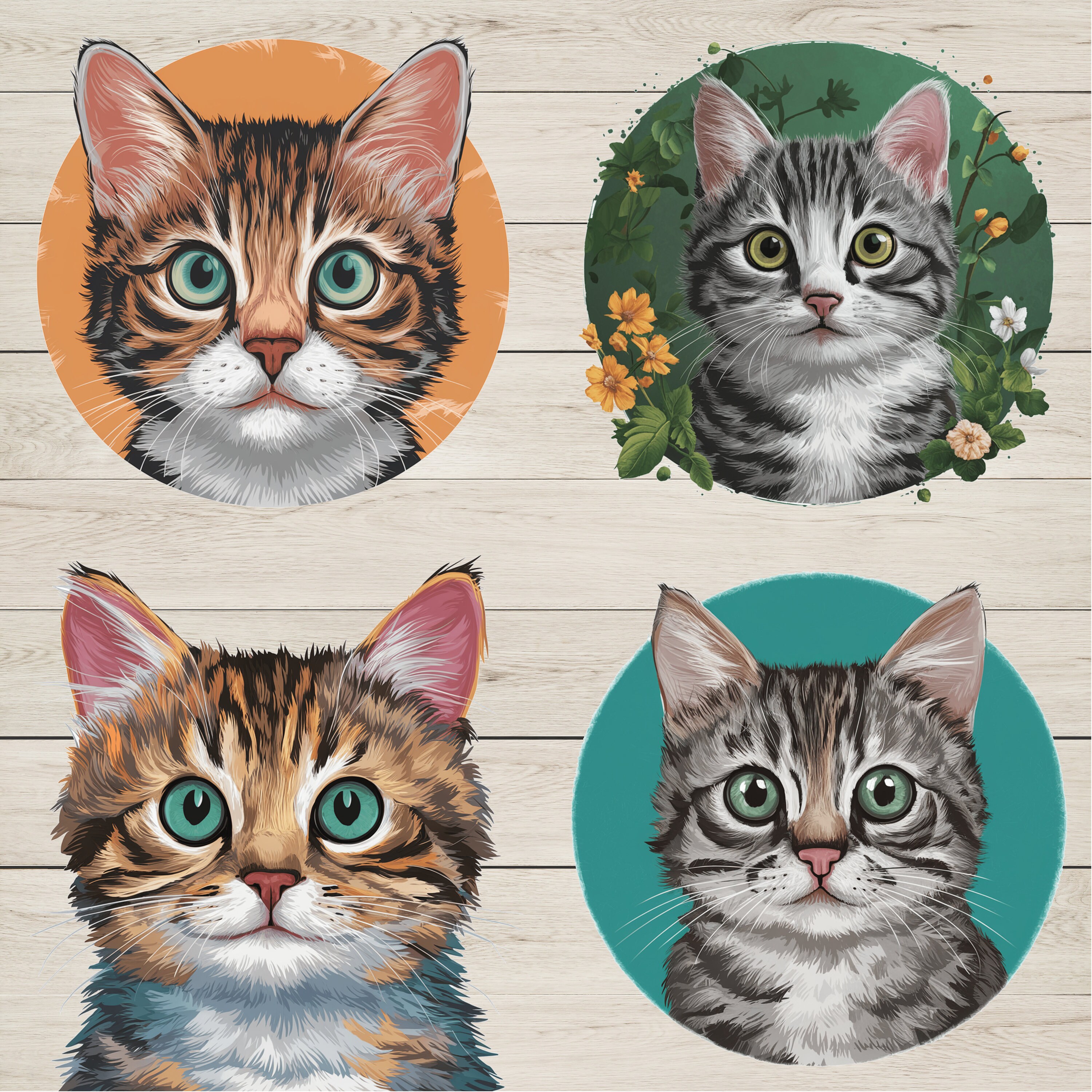 Cute Cat Clipart Bundle, 360 Adorable Kitties PNG Perfect for Card ...