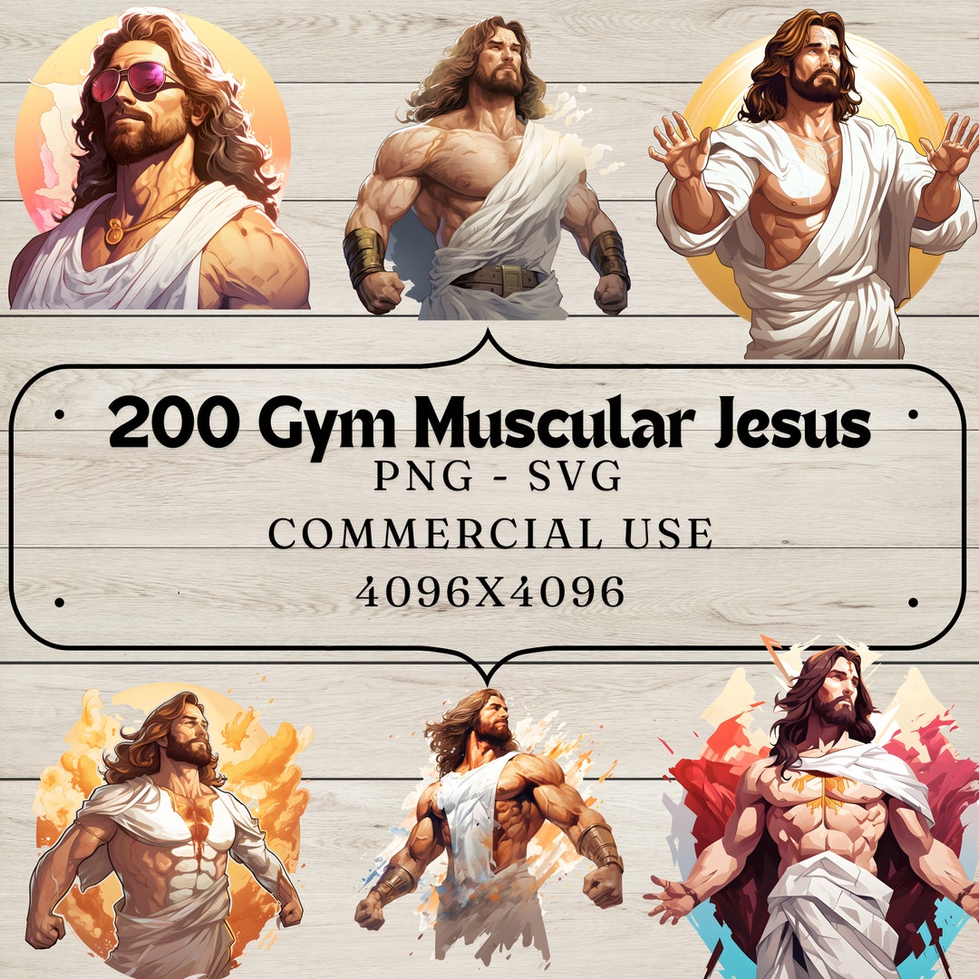 Buff Muscular Jesus SVG & PNG Bundle: 200 High-quality Christian ...