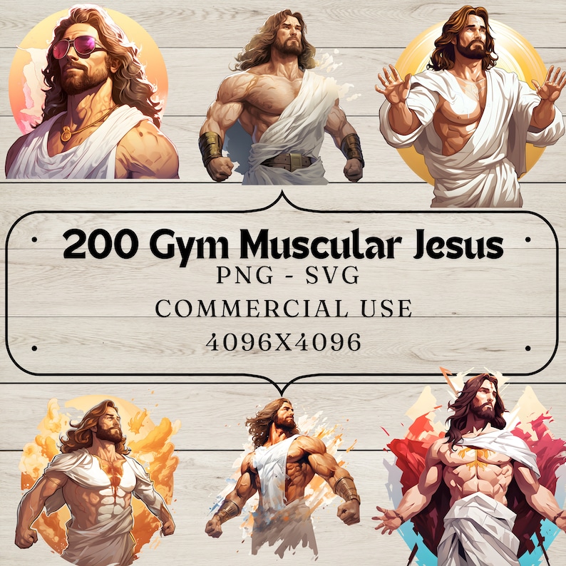 Buff Muscular Jesus SVG & PNG Bundle: 200 High-quality Christian ...