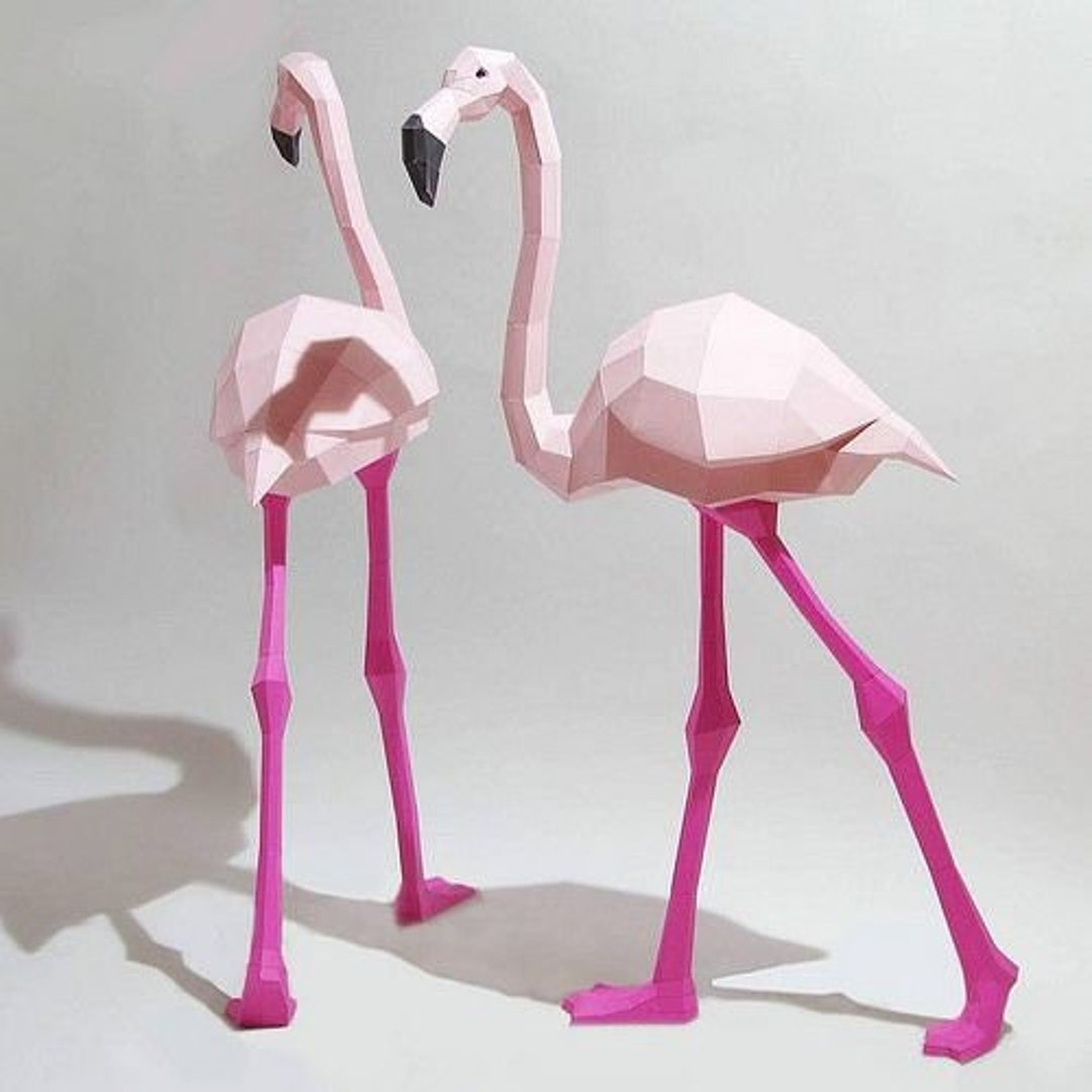 DIY 3D Paper Modeling Papercraft Template Flamingo Bird - Etsy UK