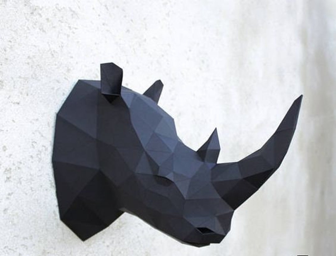 DIY 3D Paper Rhino Head Wall Decor Art - Etsy