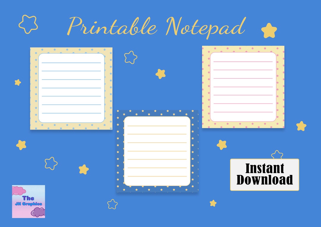 Starry Printable Notepad Sheets Digital Download Kawaii - Etsy