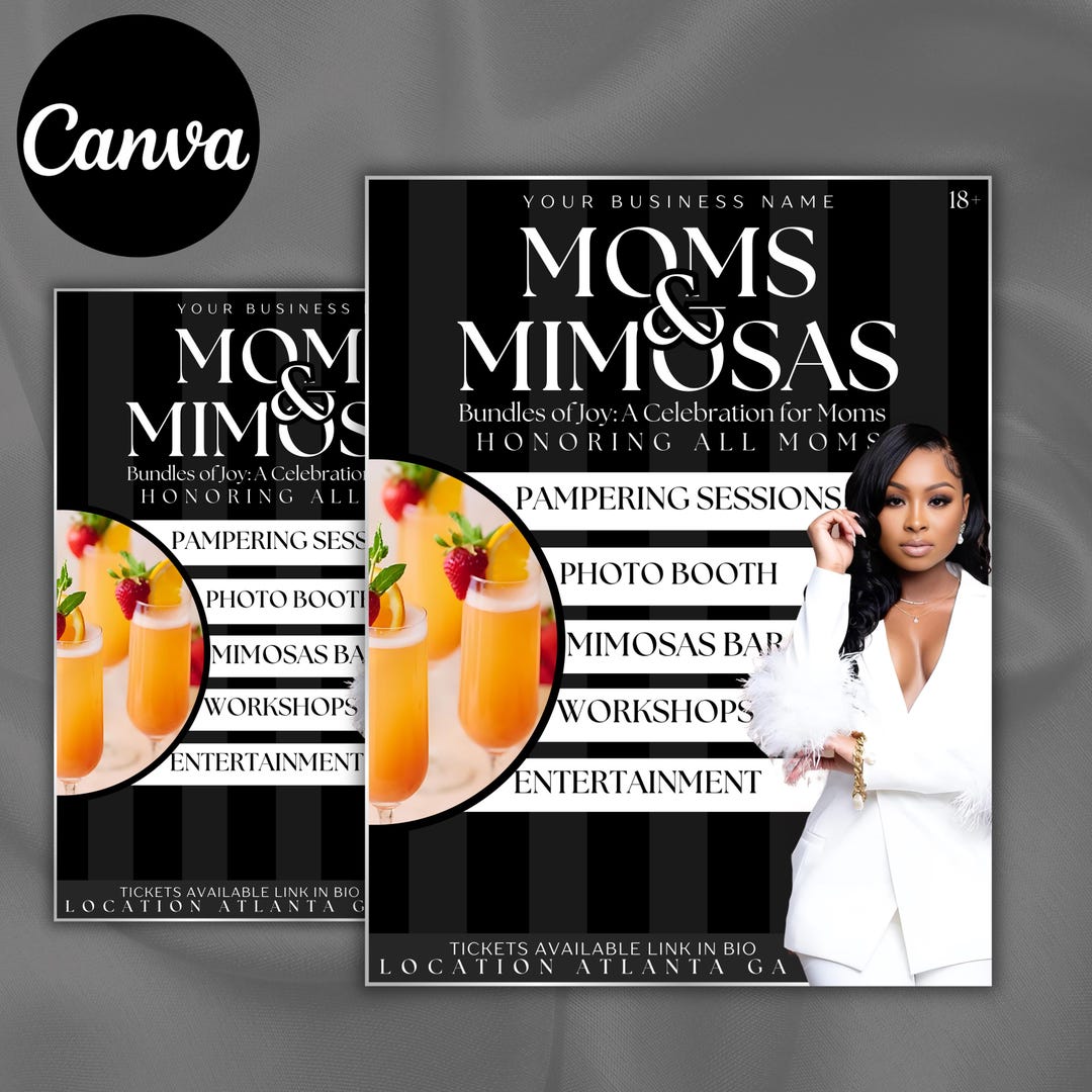 Moms & Mimosas Event Flyer Template | Canva Editable Template for ...