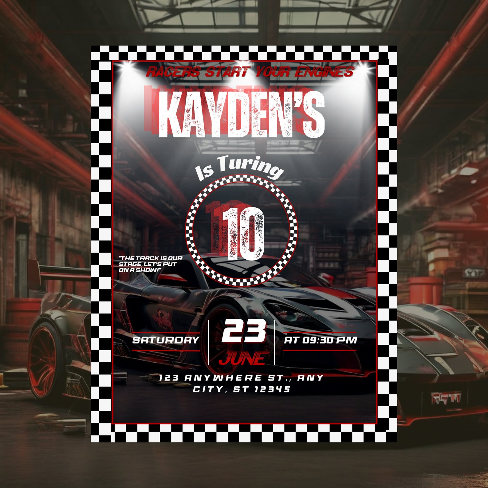 Race Car Birthday Invitation, Race Car Invitation, Race Car Party ...