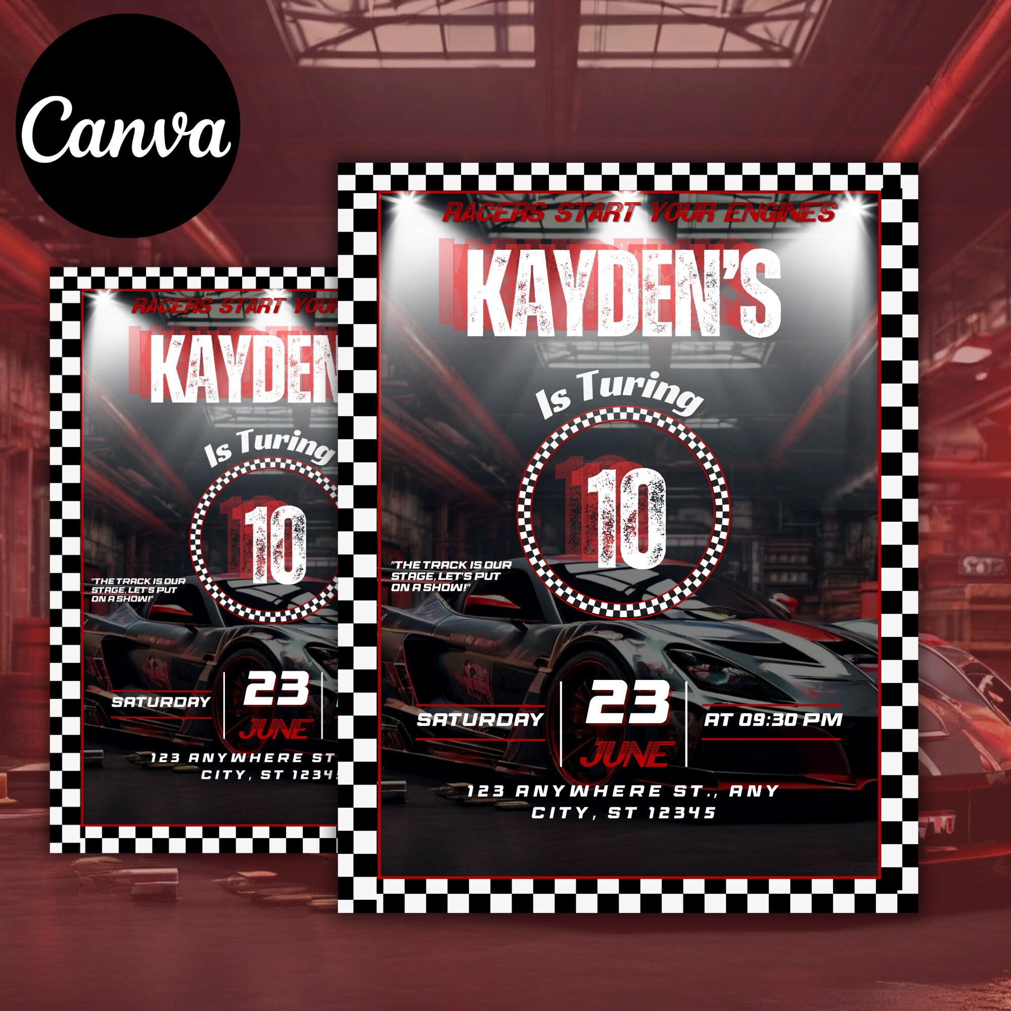 Race Car Birthday Invitation, Race Car Invitation, Race Car Party ...