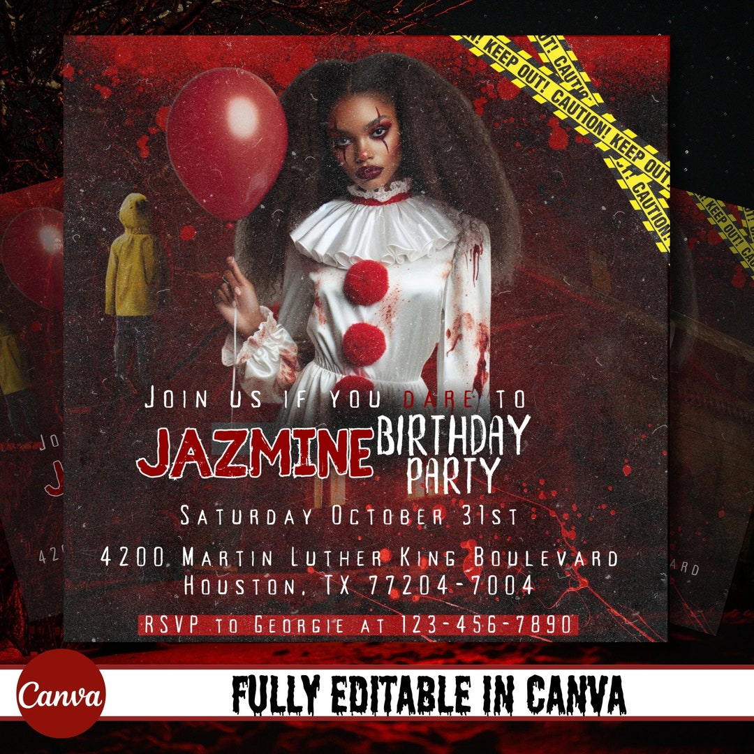 Horror Movie Birthday Invitation halloween Horror Invitation Halloween ...