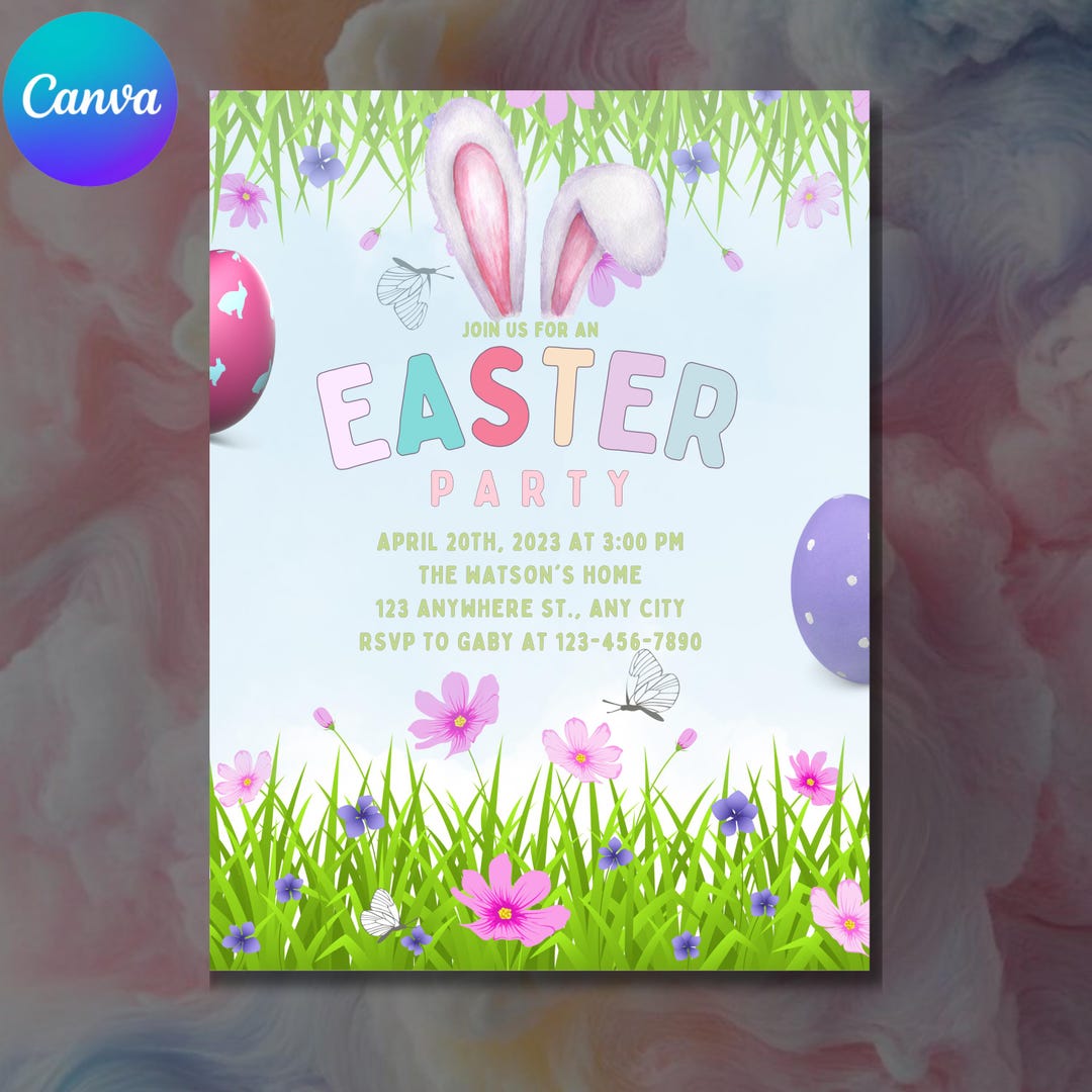 Customizable Easter Party Flyer | Bunny, Egg Hunt & Spring Celebration ...