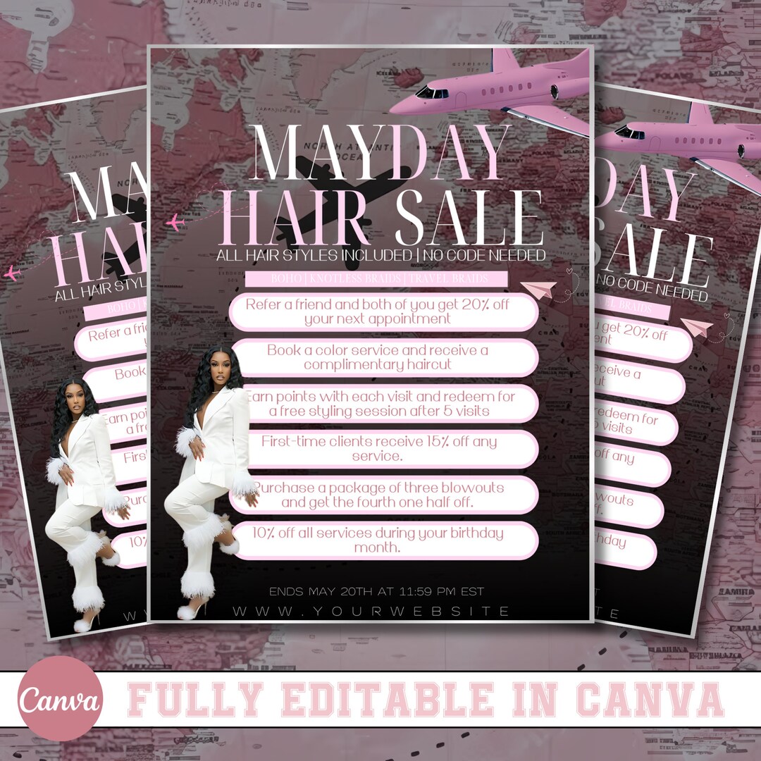 Mayday Hair Sale Flyer, DIY Hair Salon Flyer, Hairstylist Appointments ...